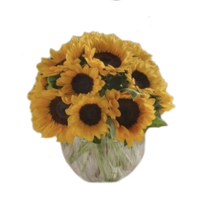 Vaso de Vidro com Mini Girassol